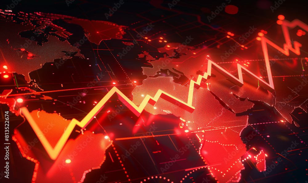 A graphic showing a stock market graph against the background of a ...