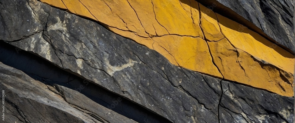 Rock surface close-up covered in yellow paint background. Colorful ...