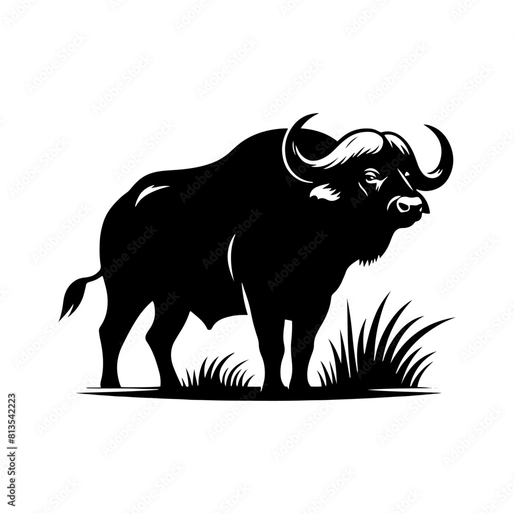 Cape Buffalo Vector Silhouette for Wildlife Designs and Nature ...