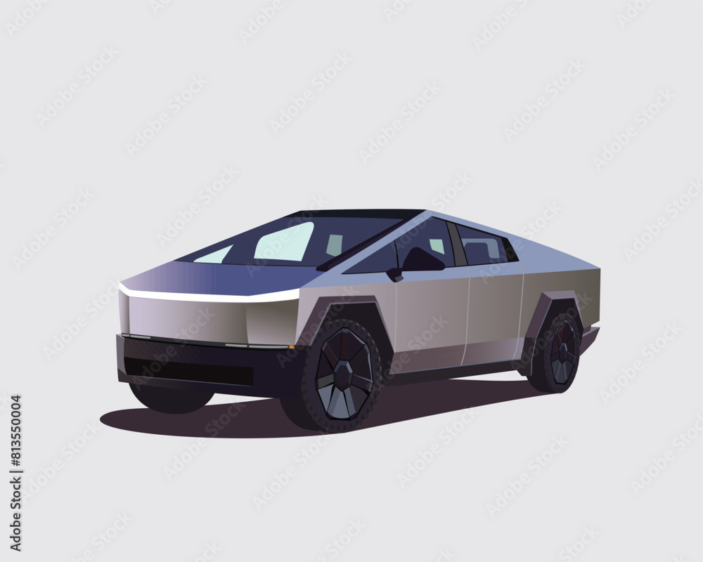 Vector illustration of a Tesla Cybertruck electric truck for ...