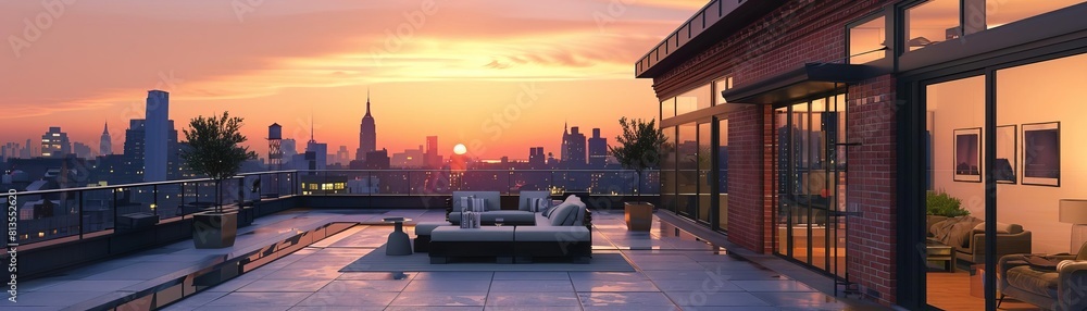 Proposal Scenes city rooftop flat design front view urban engagement ...