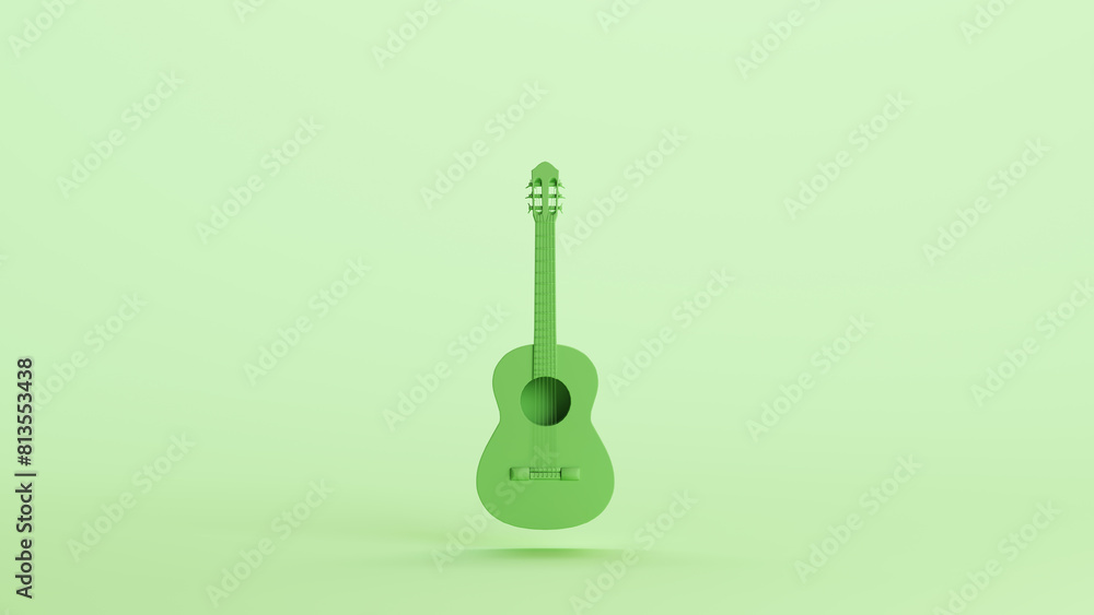 Green acoustic guitar musical instrument audio entertainment soft tones ...