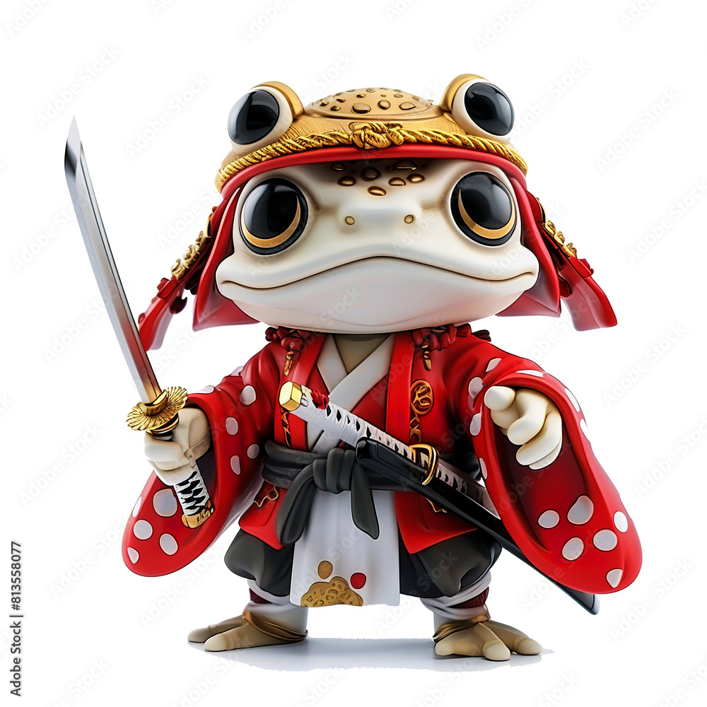 Cute samurai frog cartoon design. Chibi samurai frog cartoon ...