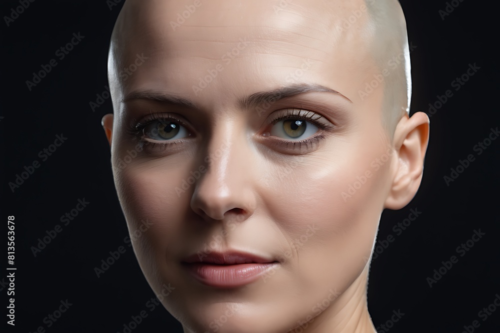 Cancer Patient With Bald Head , Cancer Survivor Woman, Close-Up ...