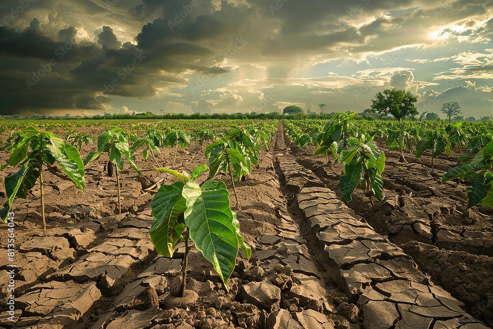 Cocoa tree farm struggling under rainless conditions, climate change ...