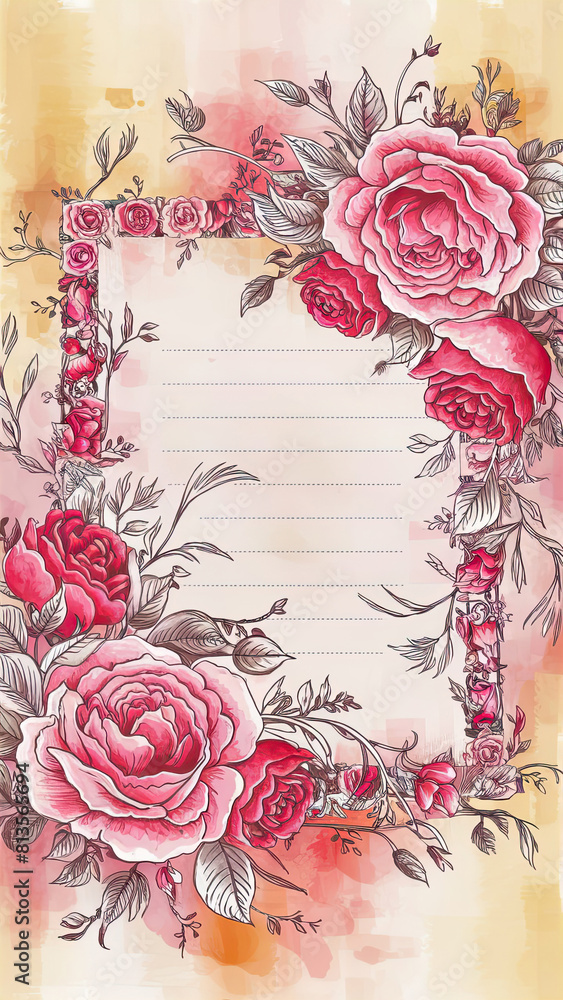 Framework for invitation or congratulation. Watercolor design with ...