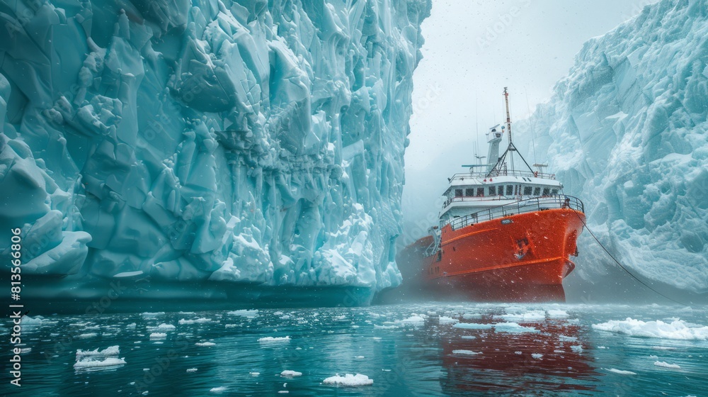 A distressing scene unfolds in the Arctic as a large icebreaker ship ...