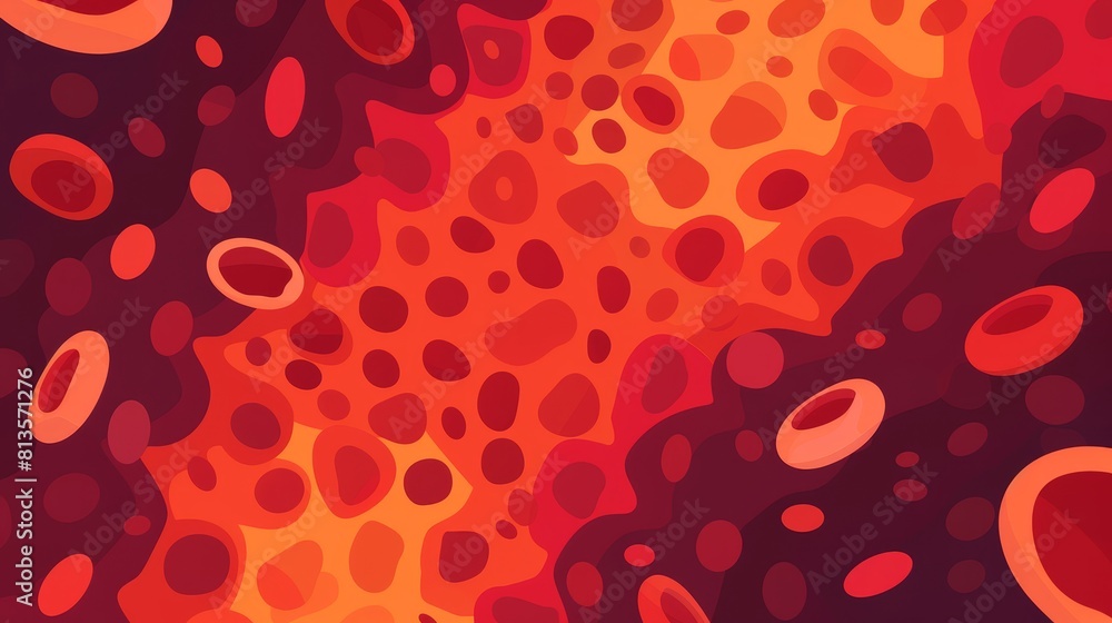 Authentic red blood cell circulation flat design top view bloodstream ...