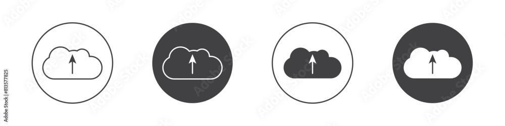 Cloud upload icon set. cloud data storage server vector symbol. save to upload button pictogram ...