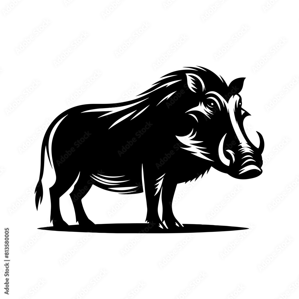 Desert Sentinel: Vector Warthog Silhouette, Symbolizing Vigilance and ...