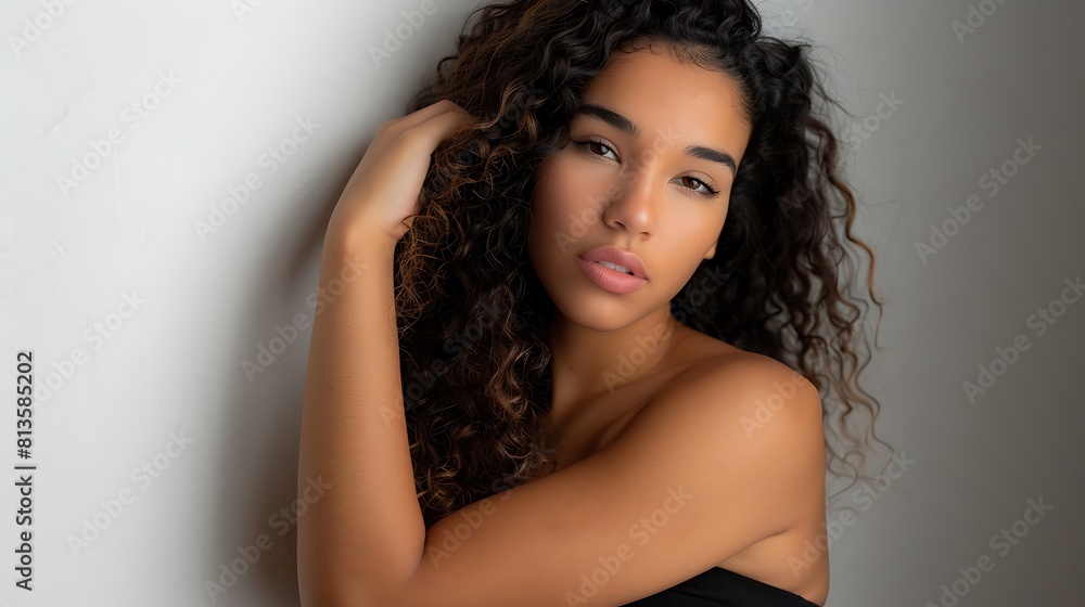 Professional Colombian Model Against Plain Wall Professional