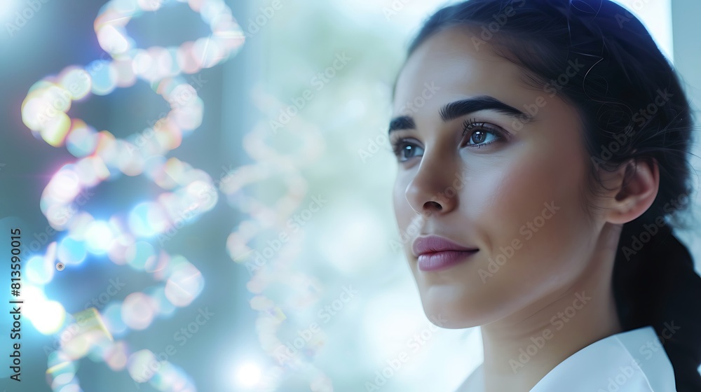 Female Geneticists Portrait with DNA Helix, Geneticists, portrait, DNA ...