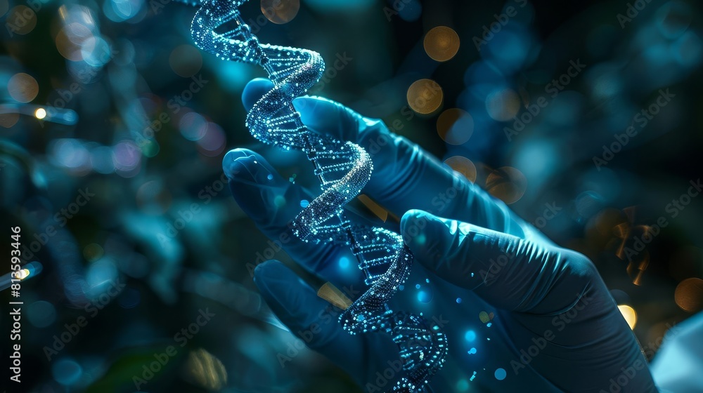 Portray a scientist studying CRISPR technology to edit the genes of a ...