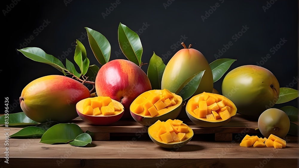 Envision a stunning fruit still-life artwork featuring a group of ...