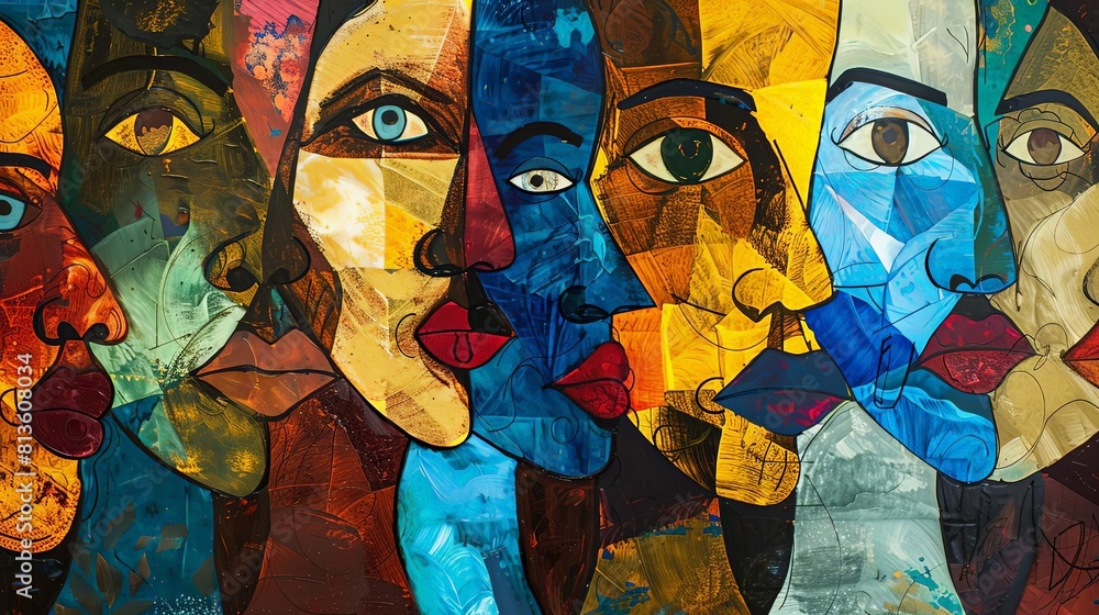 abstract representation of human diversity in the world, featuring a ...