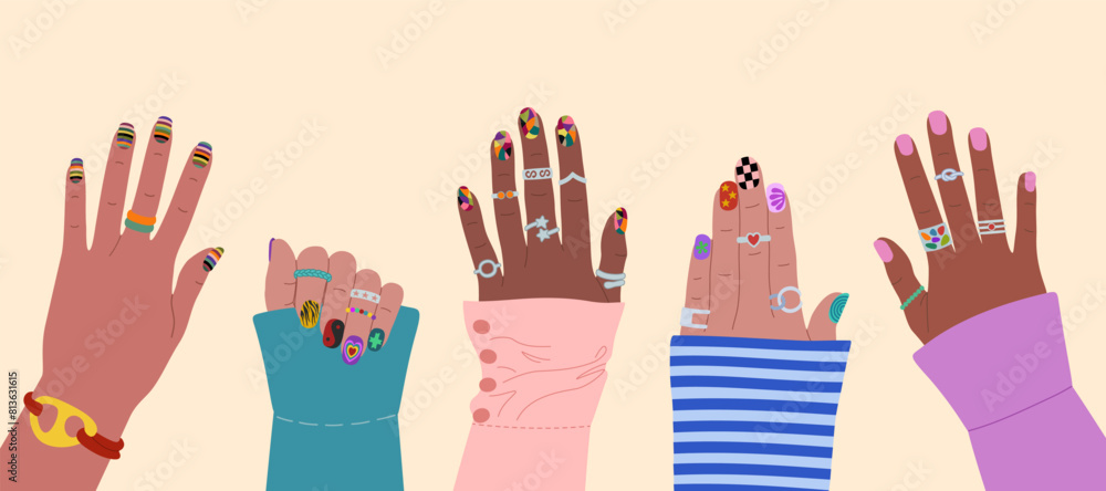 nail, manicure, hand, fingernails, woman, illustration, care, vector ...