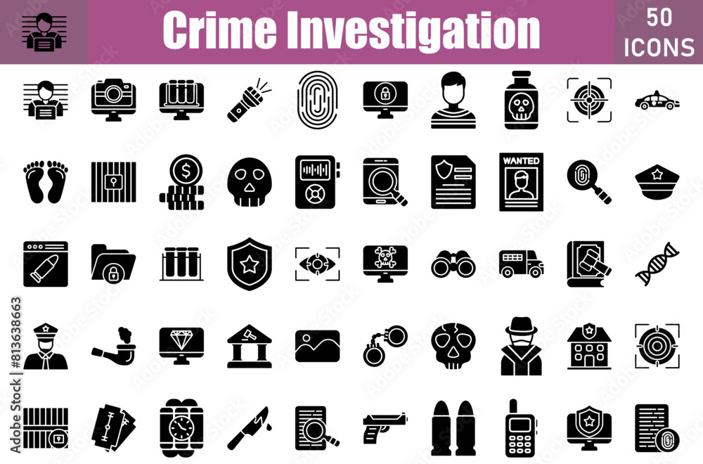 Crime Investigation Icons Set.Web and mobile icons.Vector illustration Stock Vector | Adobe Stock