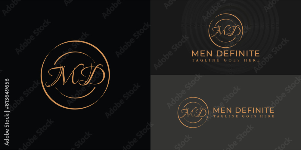 Abstract initial circle letter MD or DM logo in luxury gold color ...