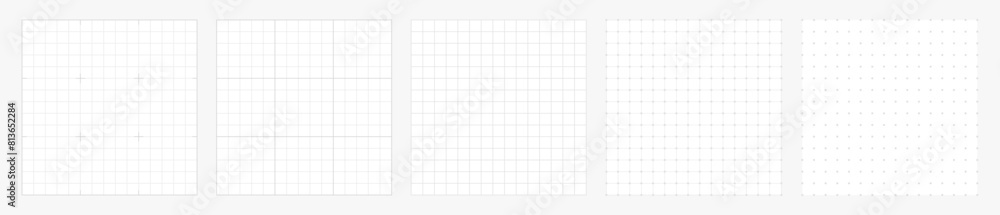 Set of square grid background with lines and dots with empty space ...