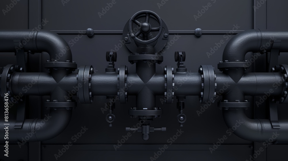 Water valves flat design front view liquid management theme 3D render ...