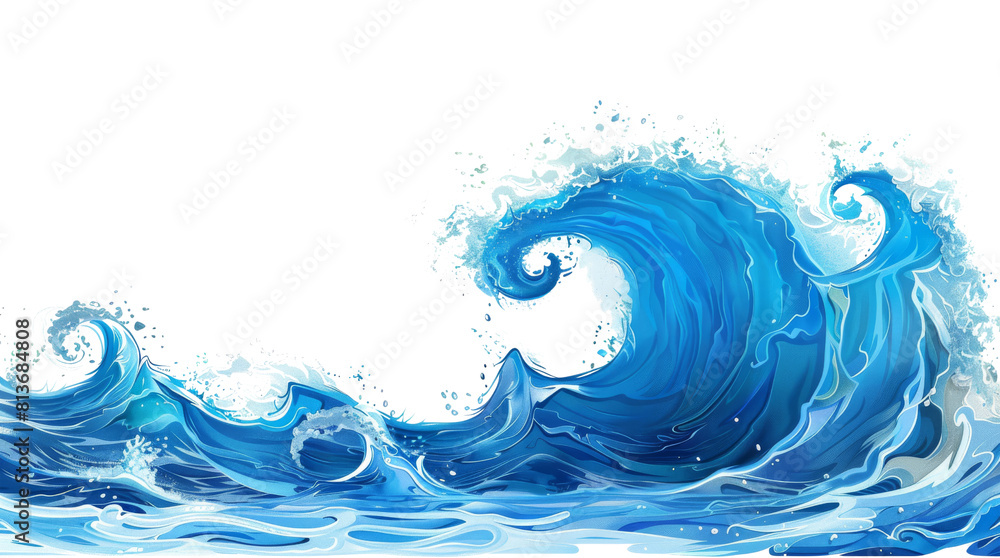 Dynamic Ocean Wave Illustration on Transparent Background. Stunning ...