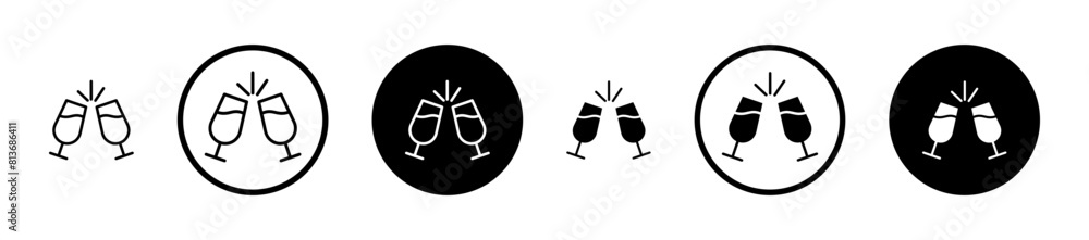 Glass-cheers vector icon set. champagne drink glass vector symbol. new ...