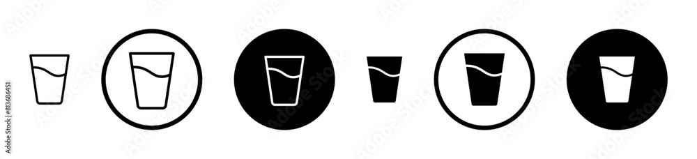 Glass vector icon set. water or milk drinking glass vector symbol ...