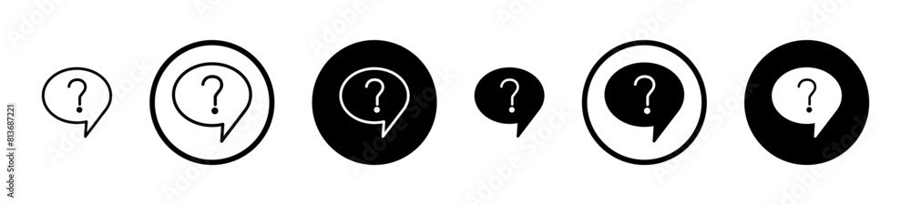 Question line icon set. query speech bubble pictogram. help FAQ mark ...