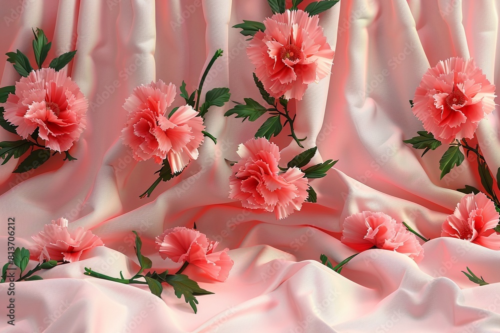 Beautiful pink and red carnation corsage flat design side view formal ...