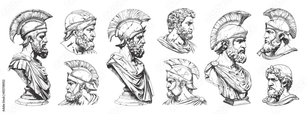 Ancient Greek Heroes Busts Set. Antique Sculptures for Education in ...