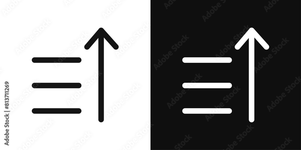 Sort Amount Up icon set. Filter arrow vector symbol. Ascending order ...