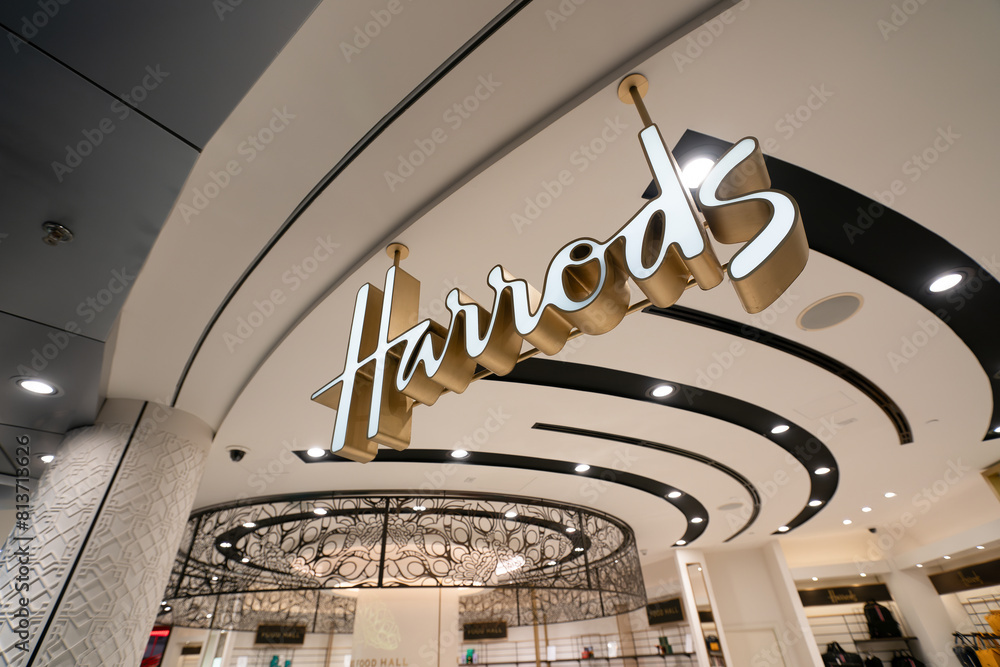 DOHA, QATAR - OCTOBER 13, 2023: Harrods store in Hamad International ...