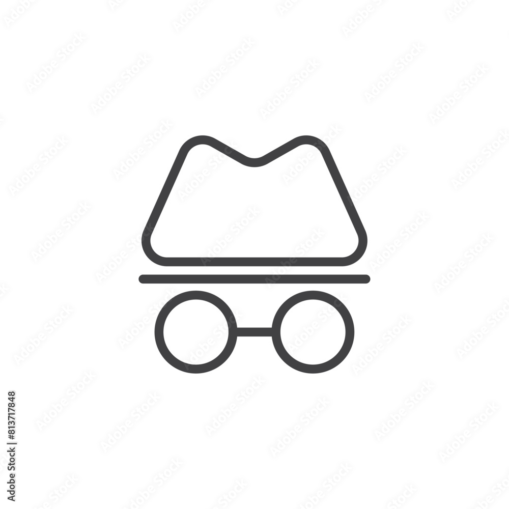 Incognito icon set. Covert spy with hat. Private browser vector symbol ...