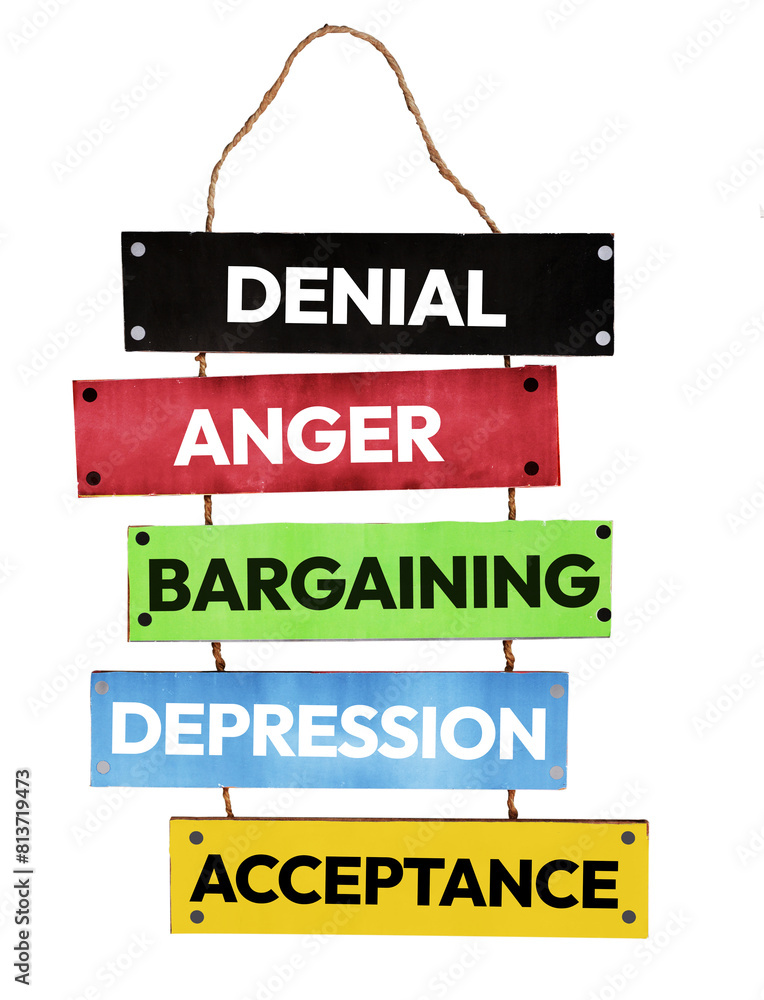 Five Stages of Grief Background Design, Typography written on the ...