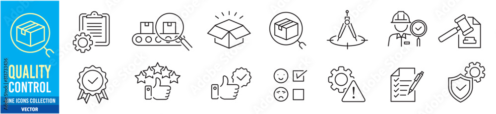 Quality control icon set. check auditin quality assurance testing ...
