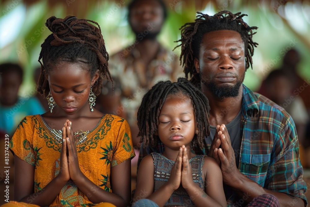 This touching image captures a family in a moment of prayerful ...