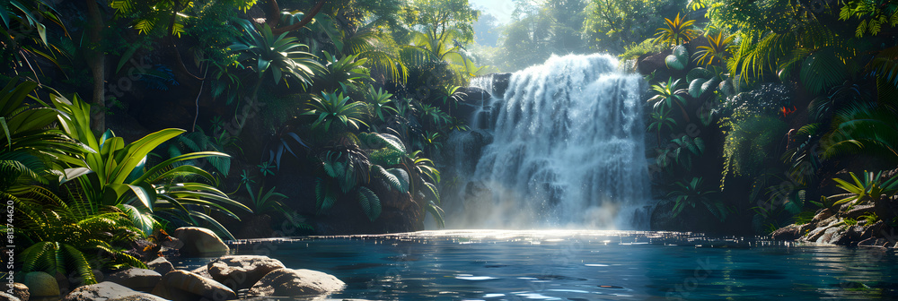 Tropical Rainforest Waterfall Oasis: A Vibrant Jungle Hideaway with a ...