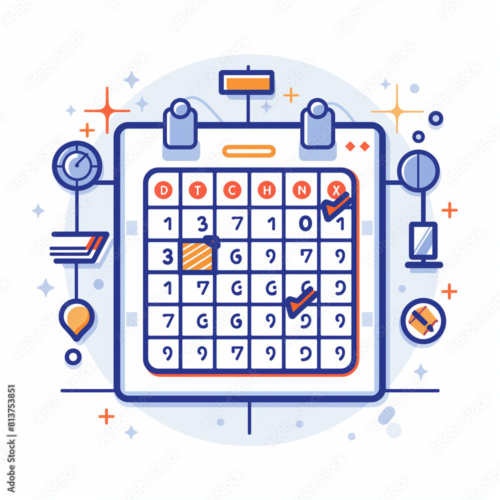 Deadline-Oriented Linear Icon Showing a Progress Timeline with Key ...