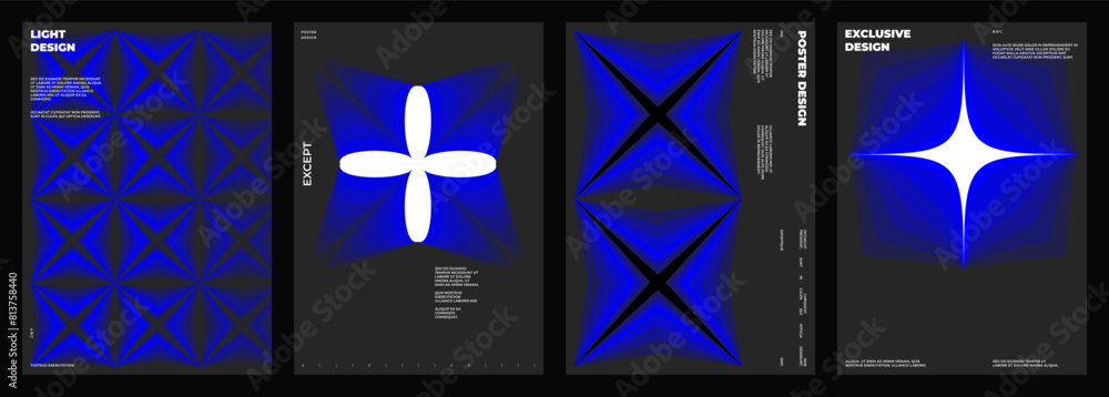 Set of four posters design. Vertical A4 format. Vector banner with neon ...