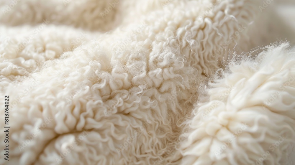 Sheep wool texture. White raw fur close-up. Soft fluffy material. A ...