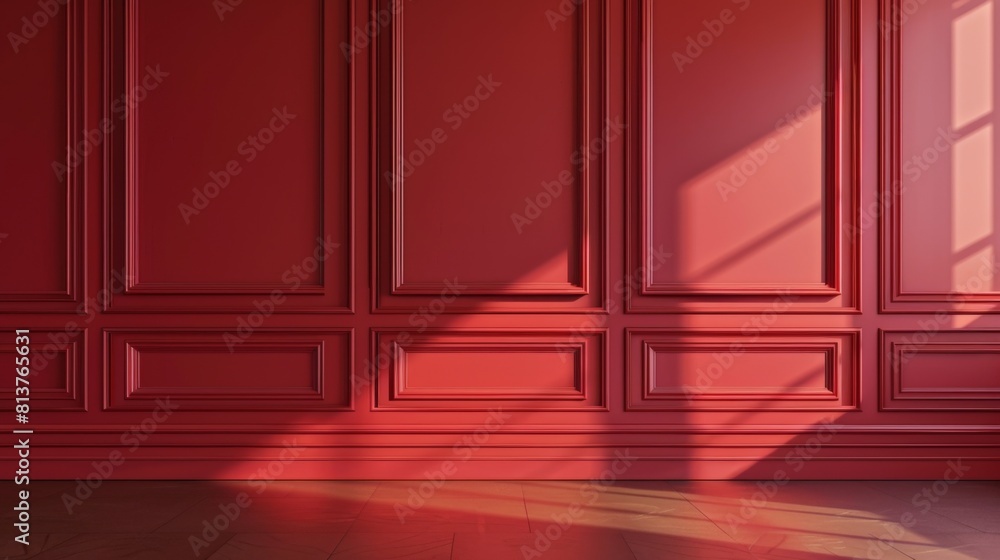 ภาพประกอบสต็อก Red wall panels made of wood. Classic Victorian wall ...