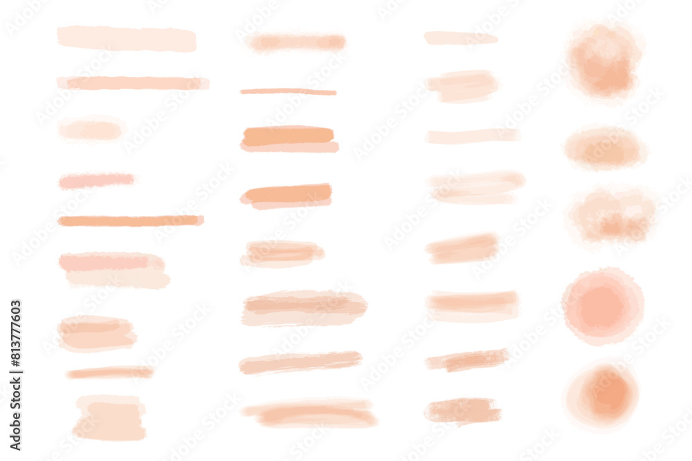 Watercolor peach brush strokes, splash. Color of the year 2024. Vector ...