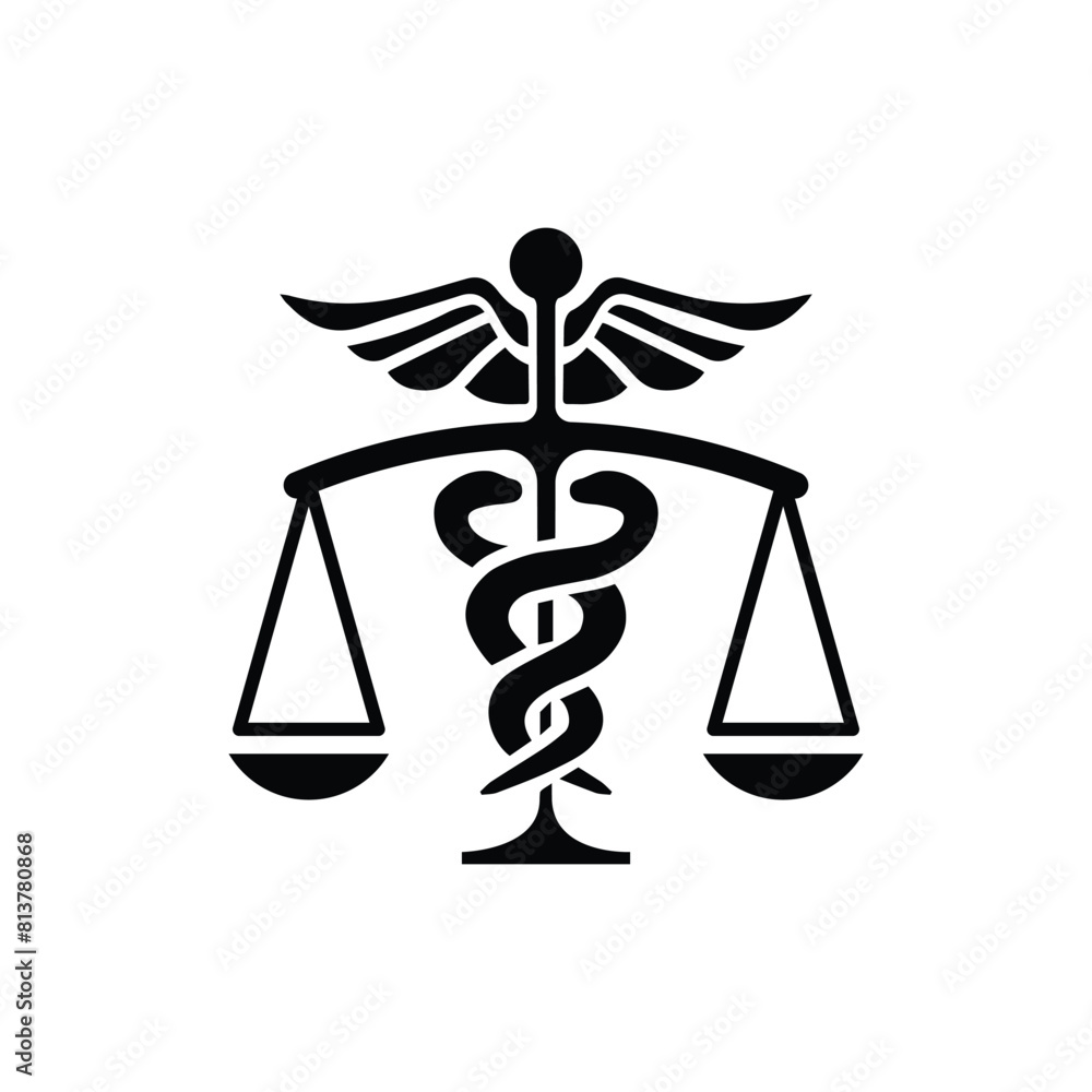 Combination of Caduceus or snake medical symbol with scale the justice ...