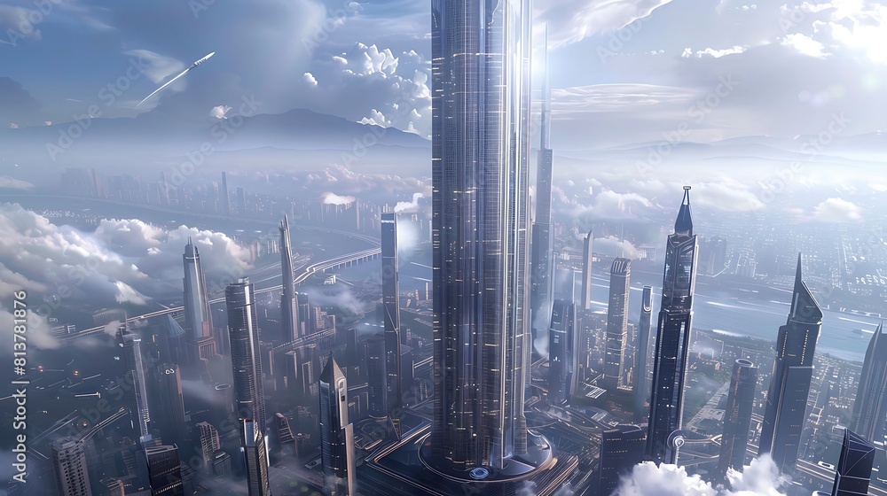 Dreaming of Tomorrow: Futuristic Skyscraper in the Urban Jungle. A ...