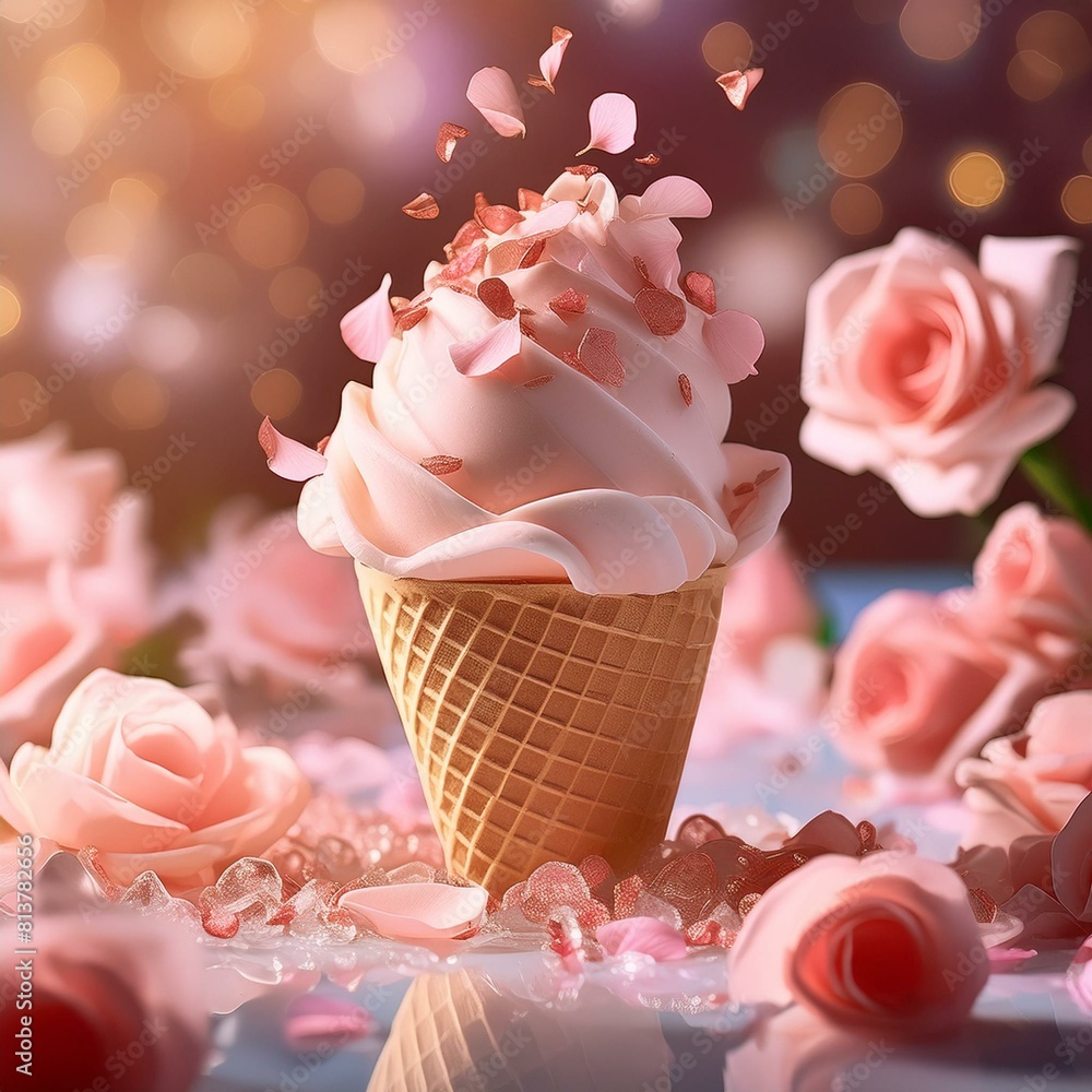 Rose ice cream, flower ice cream Stock Photo | Adobe Stock