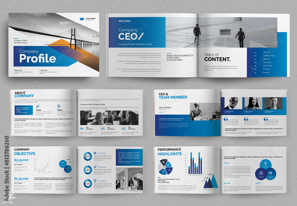 Company Profile Layout with Gradient Stock Template | Adobe Stock