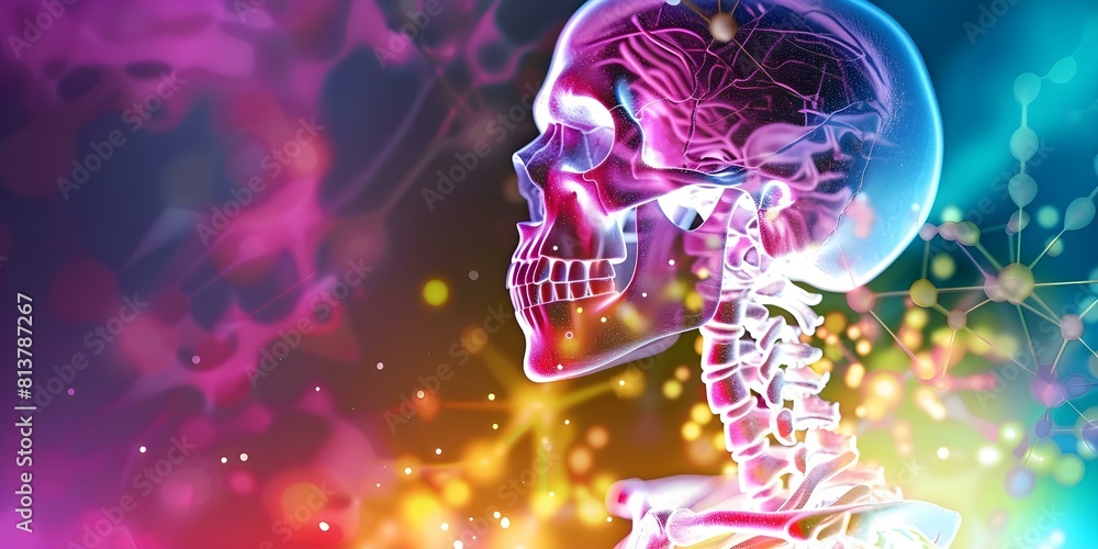Healthy human skeleton anatomy showing vitamins and minerals absorbed ...