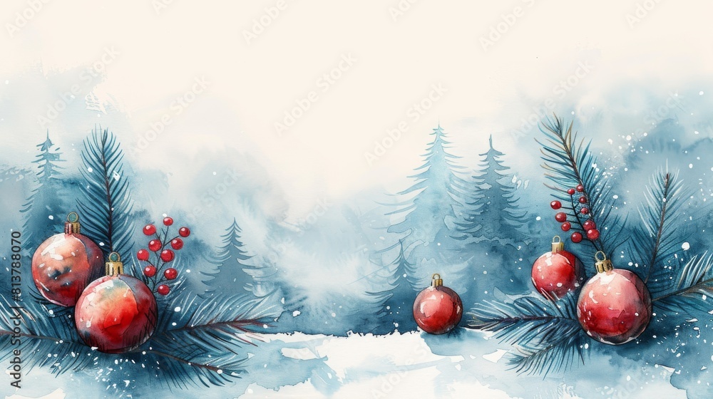 Watercolor winter art background modern illustration. Hand painted ...