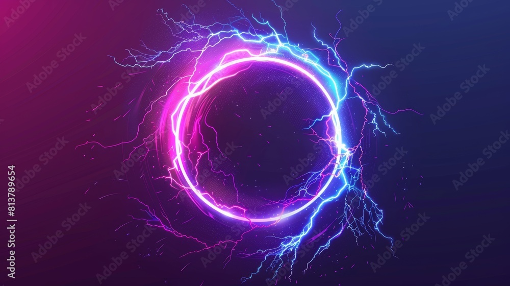 Modern illustration of a lightning bolt circle. Parabola of lightning ...