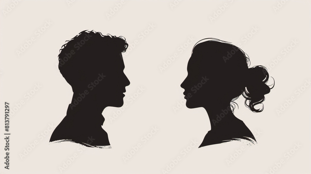 Male and female head icon silhouette avatars for profiles and logos ...